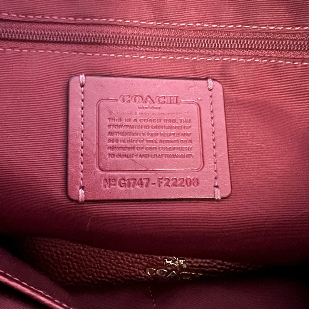 Coach Maroon Pearl Pebbled Leather Shoulder Bag With … - Gem